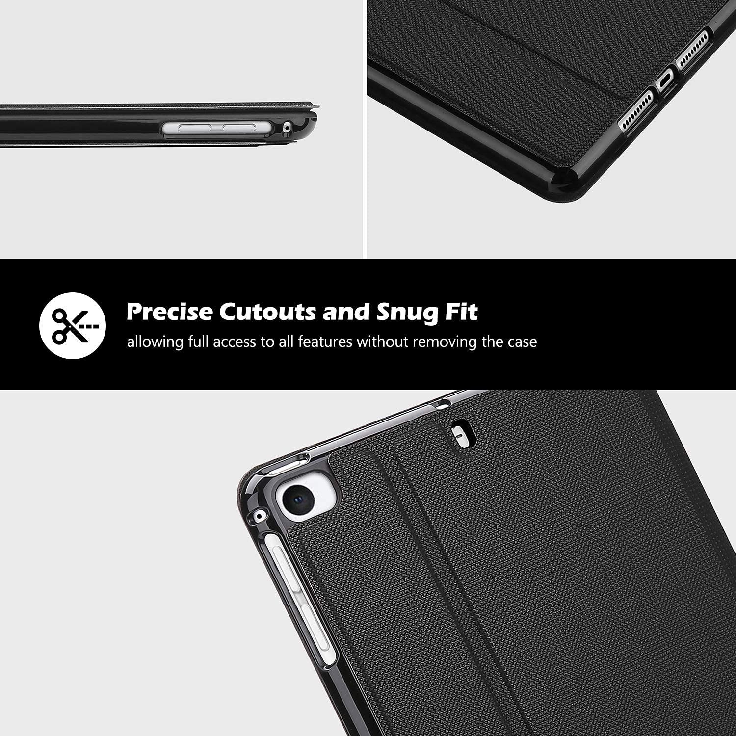 ProCase Book Cover for iPad Mini 5 Generation 2019/ Mini 4 3 2 1, Slim Stand Protective Folio Case Smart Cover for iPad Mini 5/4/3/2/1 -Black
