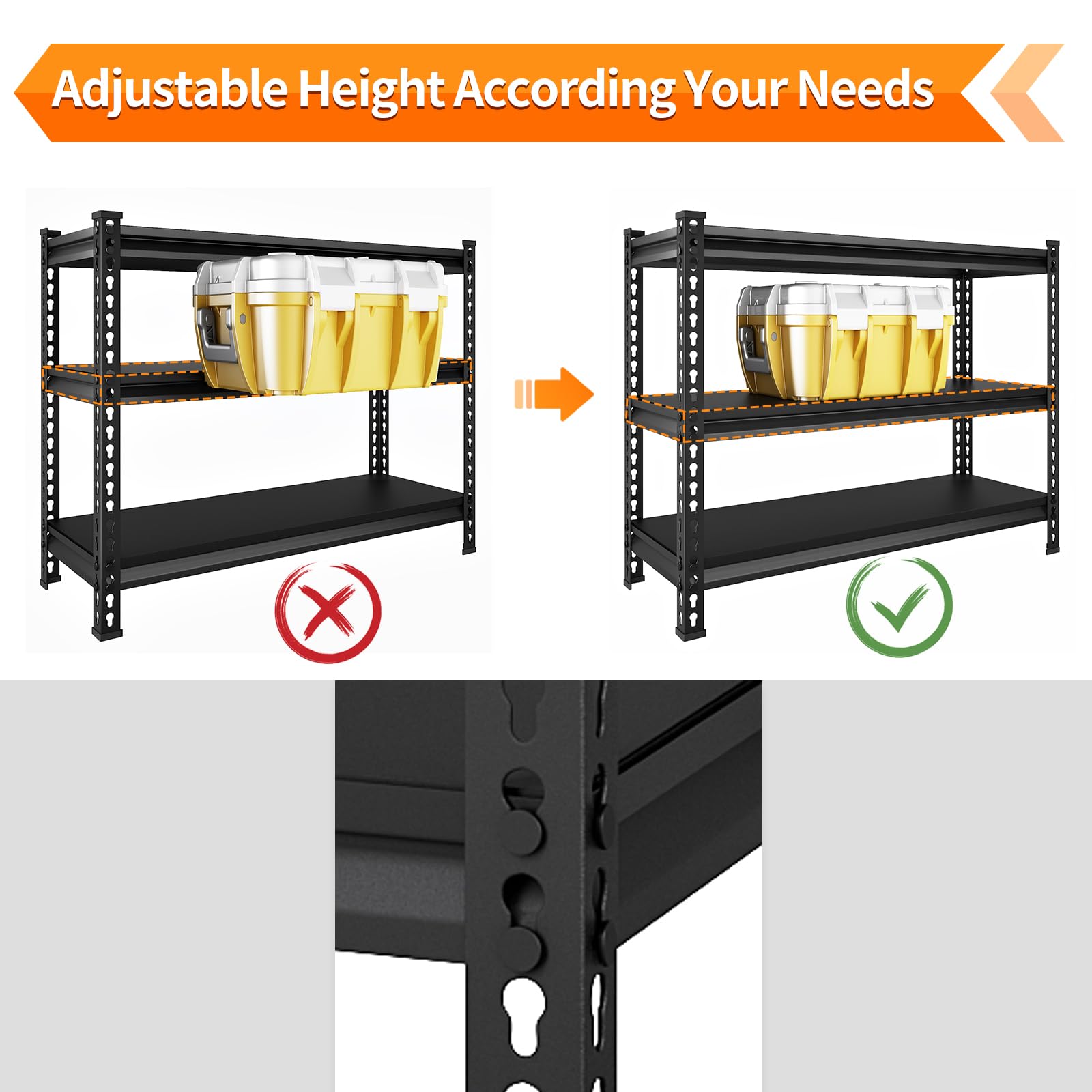 SDXYSTCE 3-Tier Garage Shelving Heavy Duty,40”W x 18”D x 36”H Metal Shelving Unit,1320 lbs Weight Capacity Adjustable Storage Shelves for Retiple Tanks, Aquariums, Pantry, Garage,Black