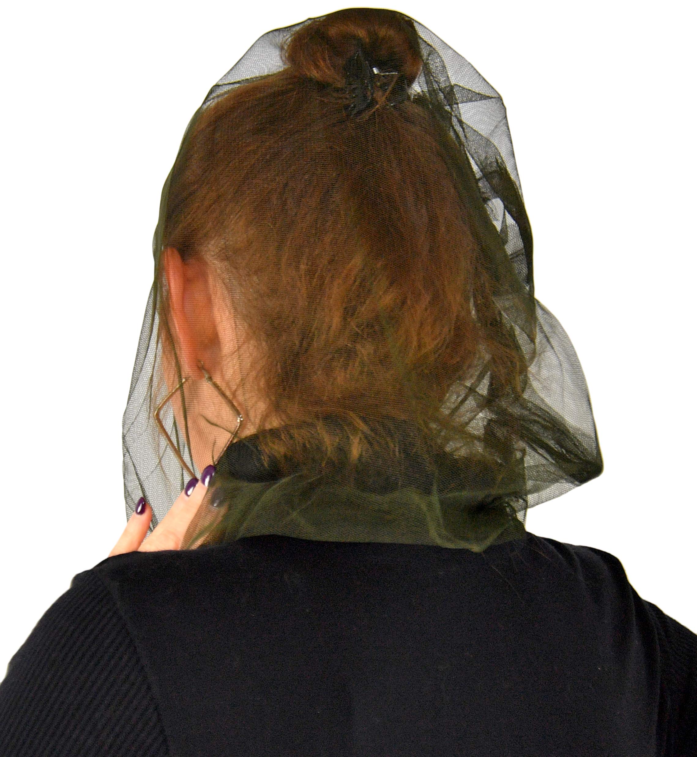 Home-X Anti-Mosquito Mesh Head Net, Bug Face Shield, 100% Polyester Soft Fly Screen Fine Mesh Mosquito Netting-Head Net-Black