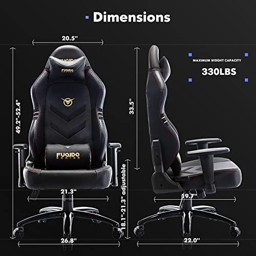 Big and Tall Gaming Chair 350lbs-Racing Computer Gamer Chair,Ergonomic Office PC Chair with Wide Seat, Reclining Back, Adjustable Armrest for Adult Teens-Black