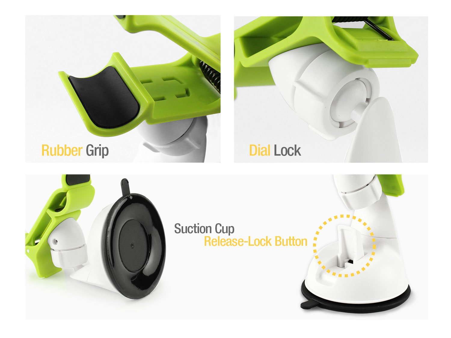Car Windshield or Dashboard Mount Phone Holder, Suction Cup Mount on Clean Surface Compatible for iPhones Samsung Galaxy Moto Google Pixel Google Map Navigation