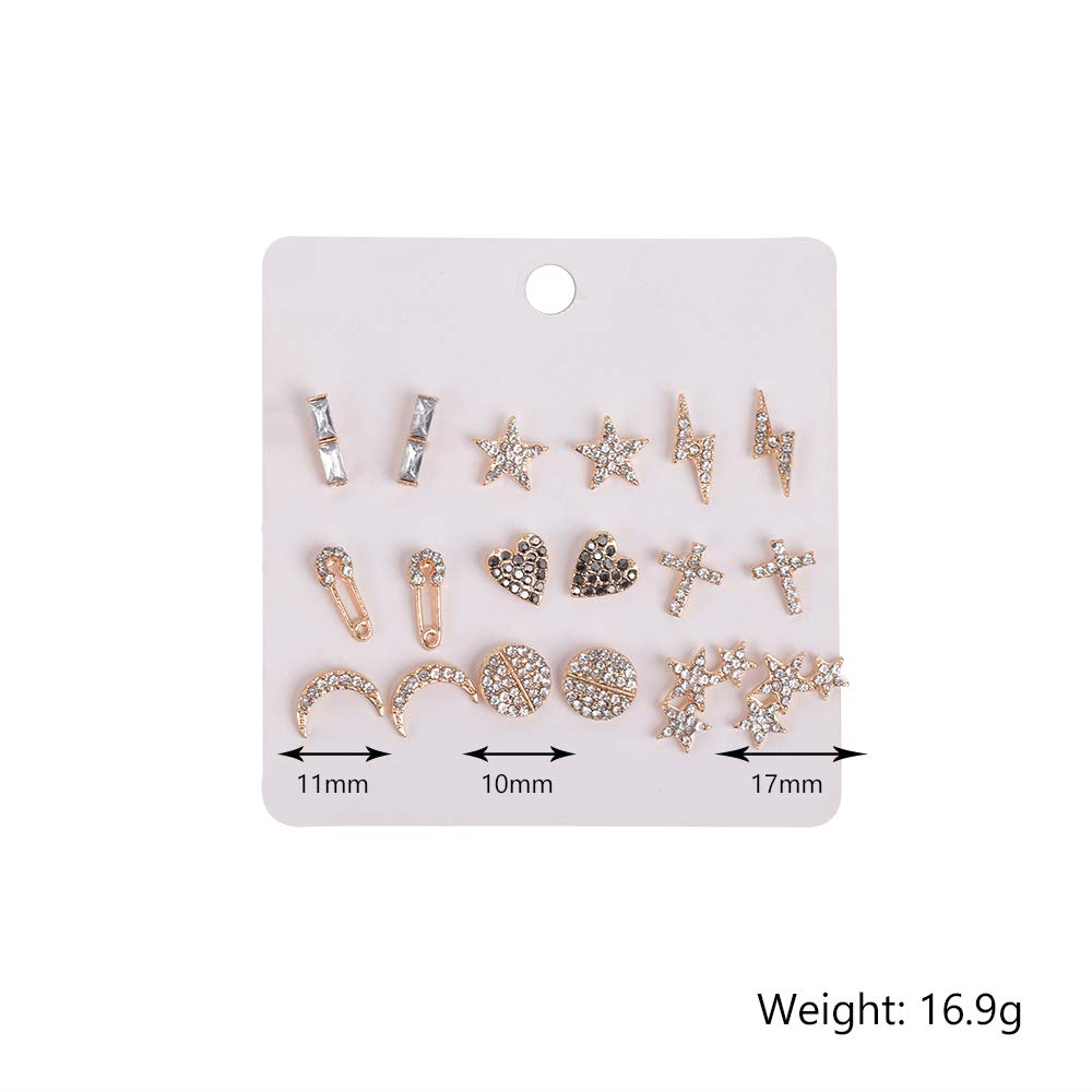 42 Pairs Earrings Set Assorted Multiple Stud Earrings Set for Women Earring Set for Multiple Piercings Statement Earrings Friendship Jewelry (#1)