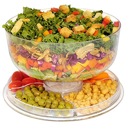 Lillian Tablesettings Cake Stand with Dome Cover, 6-in-1 Multi-Purpose Use, Serving Platter, Punch Bowl, Desert Platter and More, BPA Free, Clear (60220)