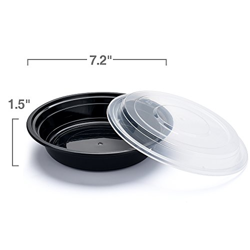 Glotoch Meal Prep Container, 50 Pack 24 OZ To Go Containers,Round Plastic Food Storage Containers Set with Lids - Microwave, Freezer & Dishwasher Safe,Eco-Friendly, BPA-Free, Durable & Stackable