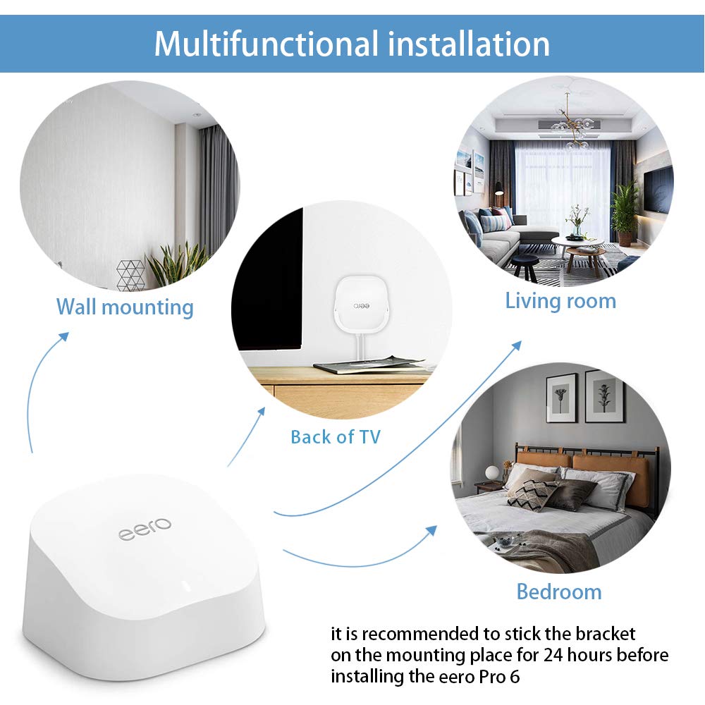 HOLACA Screwless Wall Mount for eero 6 Dual-Band mesh Wi-Fi 6 Router Holder, No Tools Required, Easy to Install, No Drilling, Strong VHB Adhesive Mount (1 Pack)