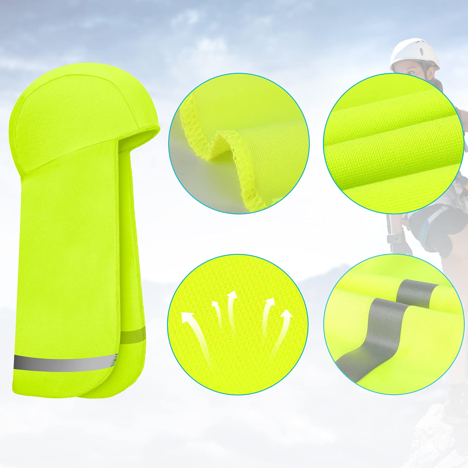 4 Pieces Sun Shade Hat Neck Shade Sun Shade Hat Cooling Skull Cap (Fluorescent Green)