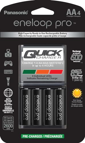 Panasonic K-KJ55KHC4BA Advanced 4 Hour Quick Battery Charger with 4AA eneloop pro High Capacity Rechargeable Batteries
