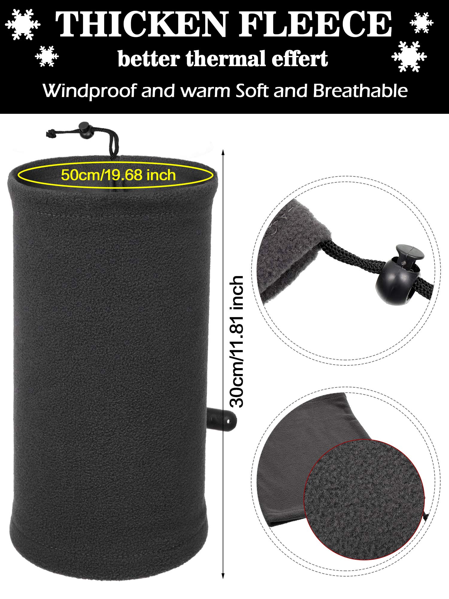 6 Pieces Drawstring Warm Winter Fleece Neck Gaiter Double Layer Neck Warmer Windproof Face Scarf for Men Women (Black, Dark Gray, Army Green)