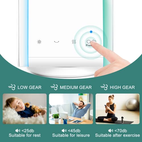 Ancokio Personal Air Cooler, 4 in 1 Personal Desktop Cooling Fan 3 Speeds 7 Colors Light, Evaporative Portable Air Conditioner with White 11.14 x 6.89 x 6.57 inches