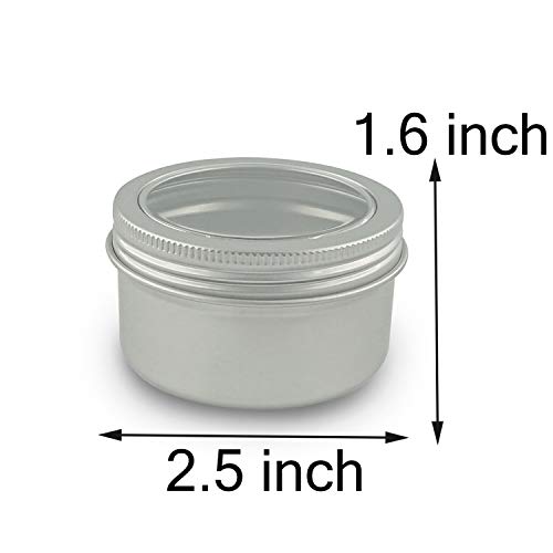 6 Pcs 4 Ounce Aluminum Cans Transparent Top Screw Lid Metal Storage Tins Containers for Storing Spices, Candies, Lip Balm