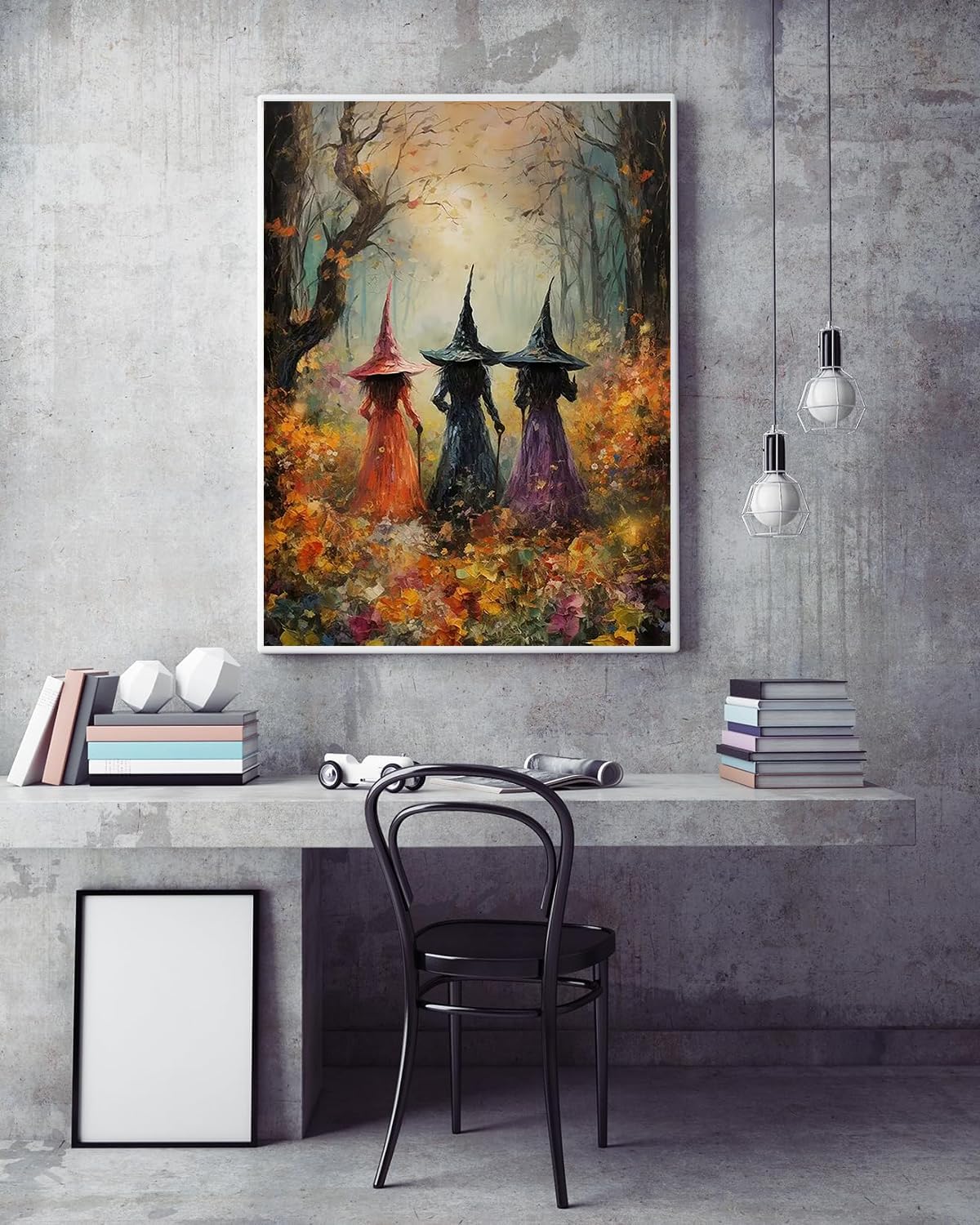 5D Fall Diamond Painting Kits for Adults Beginners,Witch Grove Diamond Art Kit,DIY Full Round Drill Diamond Dot Gem Art Kits for Adults,Home Wall Decor 11.8x15.7 Inch
