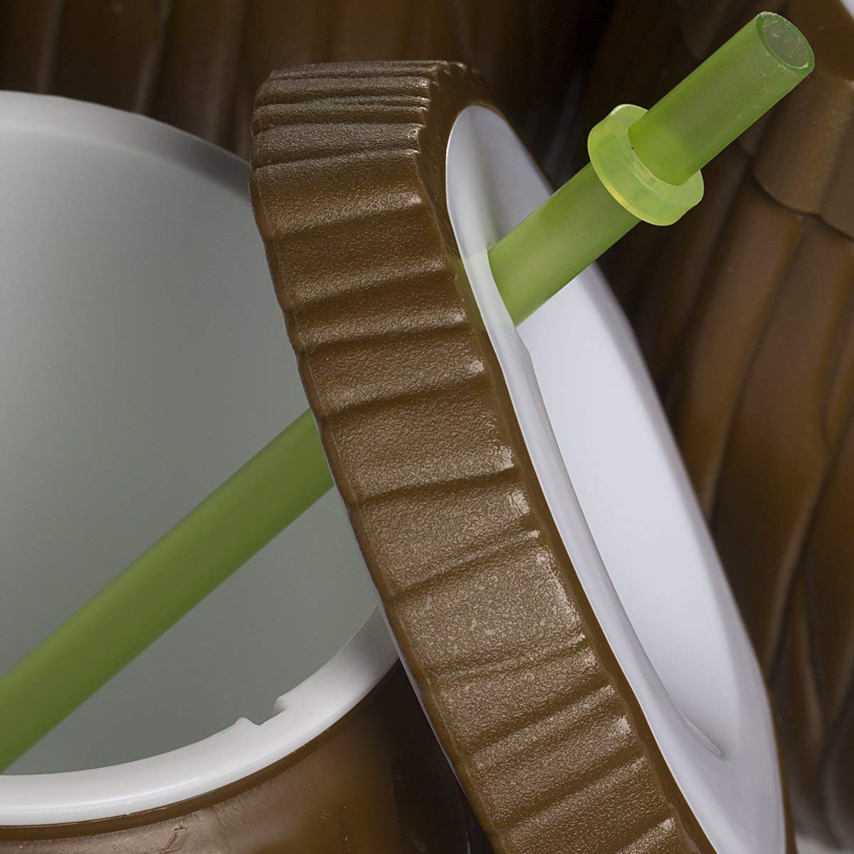 6 Pack Set Tiki 16oz Coconut Tropical Travel Tumbler Cup Plastic Drinking Glass & Straw BPA Free Plastic Reusable
