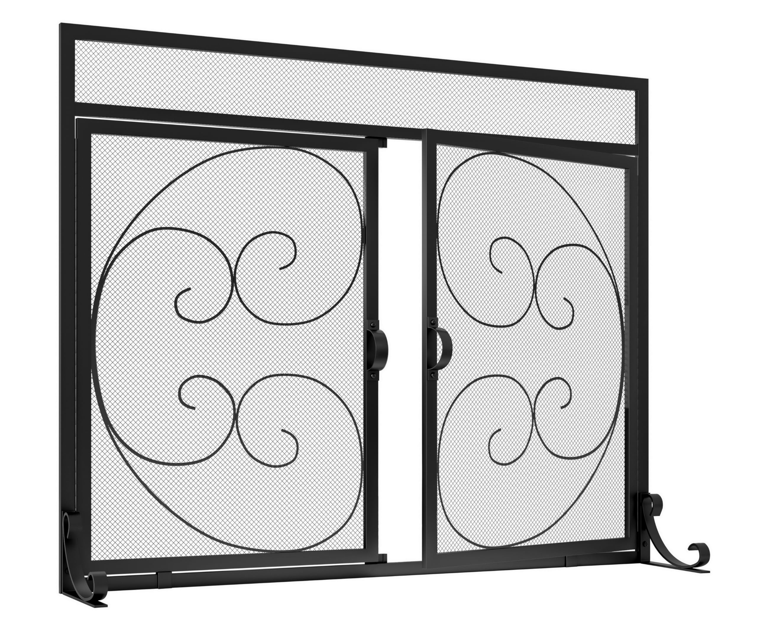 Fire Beauty Fireplace Screen with Magnetic Doors,Large Metal Fireplace Screen for Home,Spark Guard,Decorative Metal Furnace Fireguards,Baby Safe Spark Guard Protector,Black