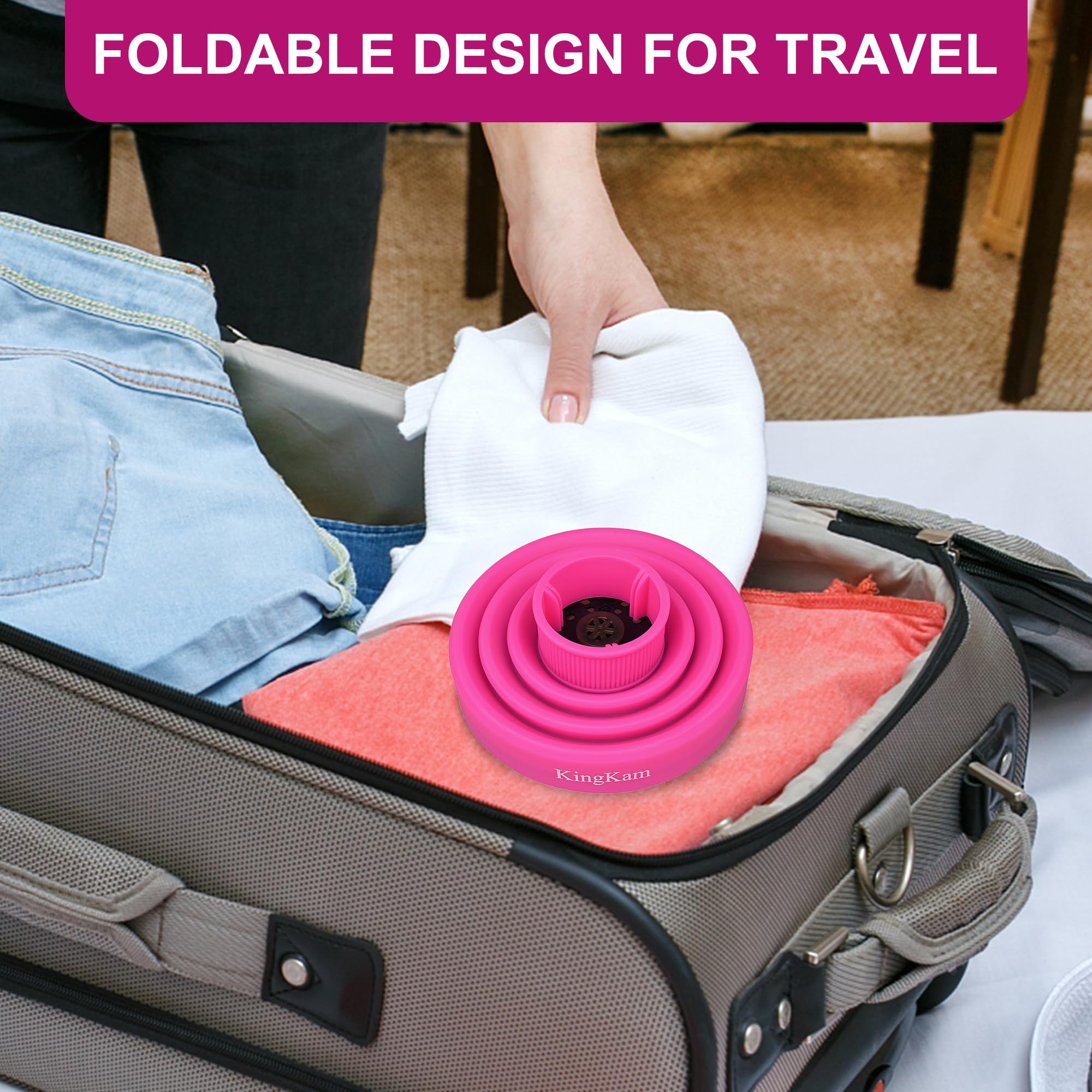 Collapsible Silicone Hair Dryer Diffuser - Travel and Easy Storage - Fit Most Hair Dryers with Nozzle Diameter D-1.575Inch to 1.968 Inch (4-5cm) - Pink