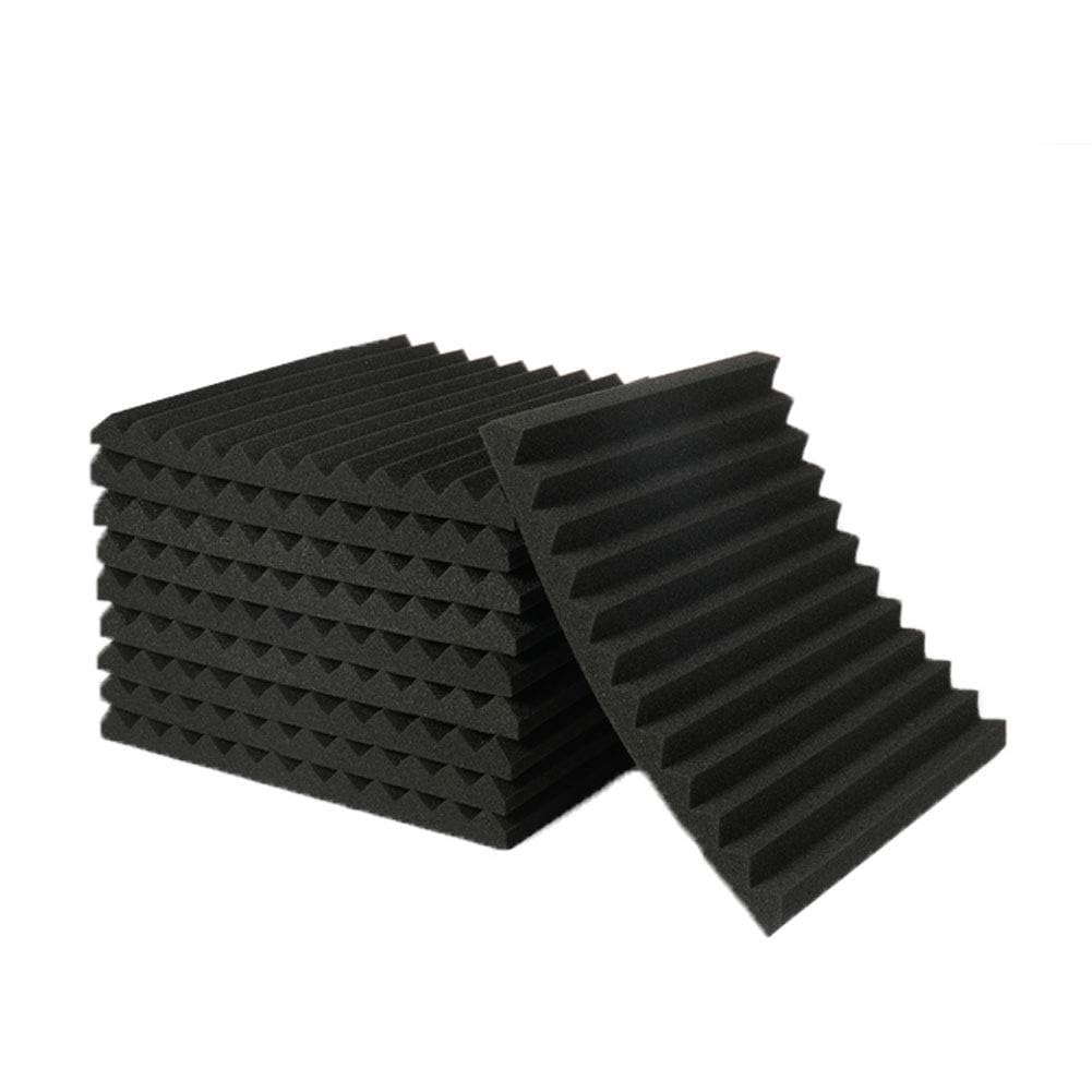 48 Pack Black Acoustic Panels Studio Foam Wedges Fireproof Soundproof Padding Wall Panels 1" X 12" X 12" (48Pack, Black)