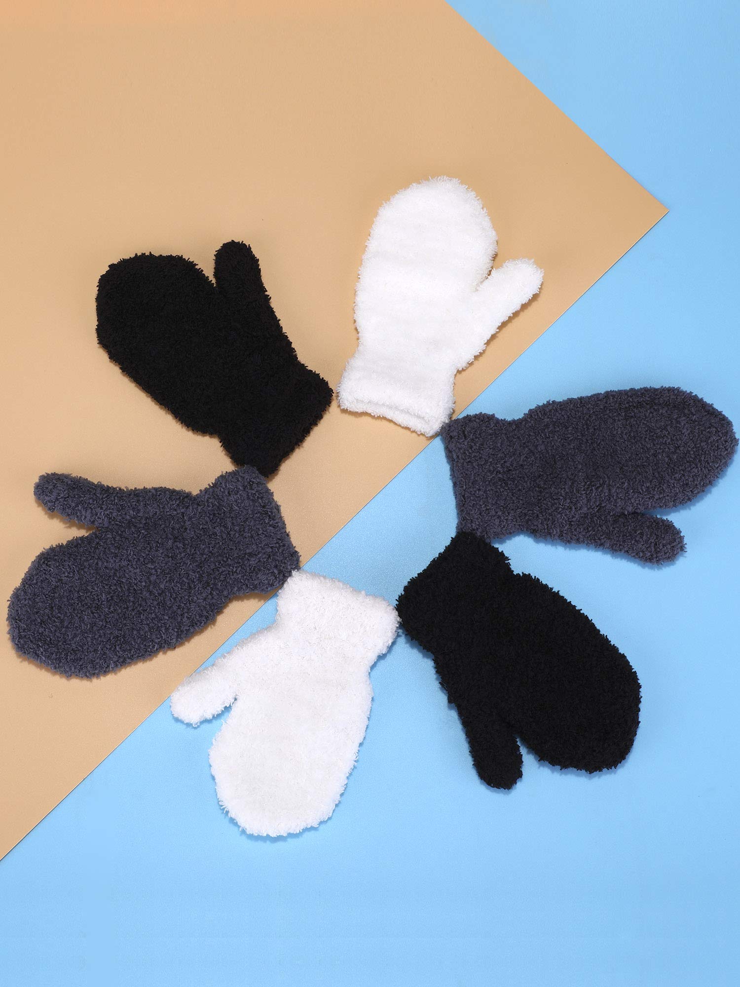 SATINIOR 3 Pairs Toddler Magic Stretch Mittens Little Girls Soft Knit Mitten Baby Boys Winter Knitted Gloves