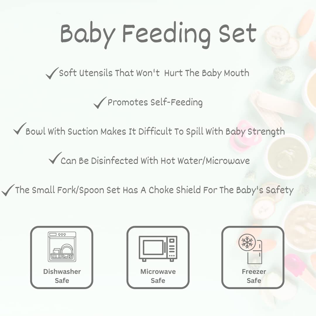 9 PCS Baby Feeding Set-Suction Plate,Suction Bowl,Baby Spoons & Forks,Bibs,Sippy Cup,Multiuse Cup. First Stage Self-Feeding Utensils Set - Dishwasher Safe. Food Grade Silicone (Sky Blue)