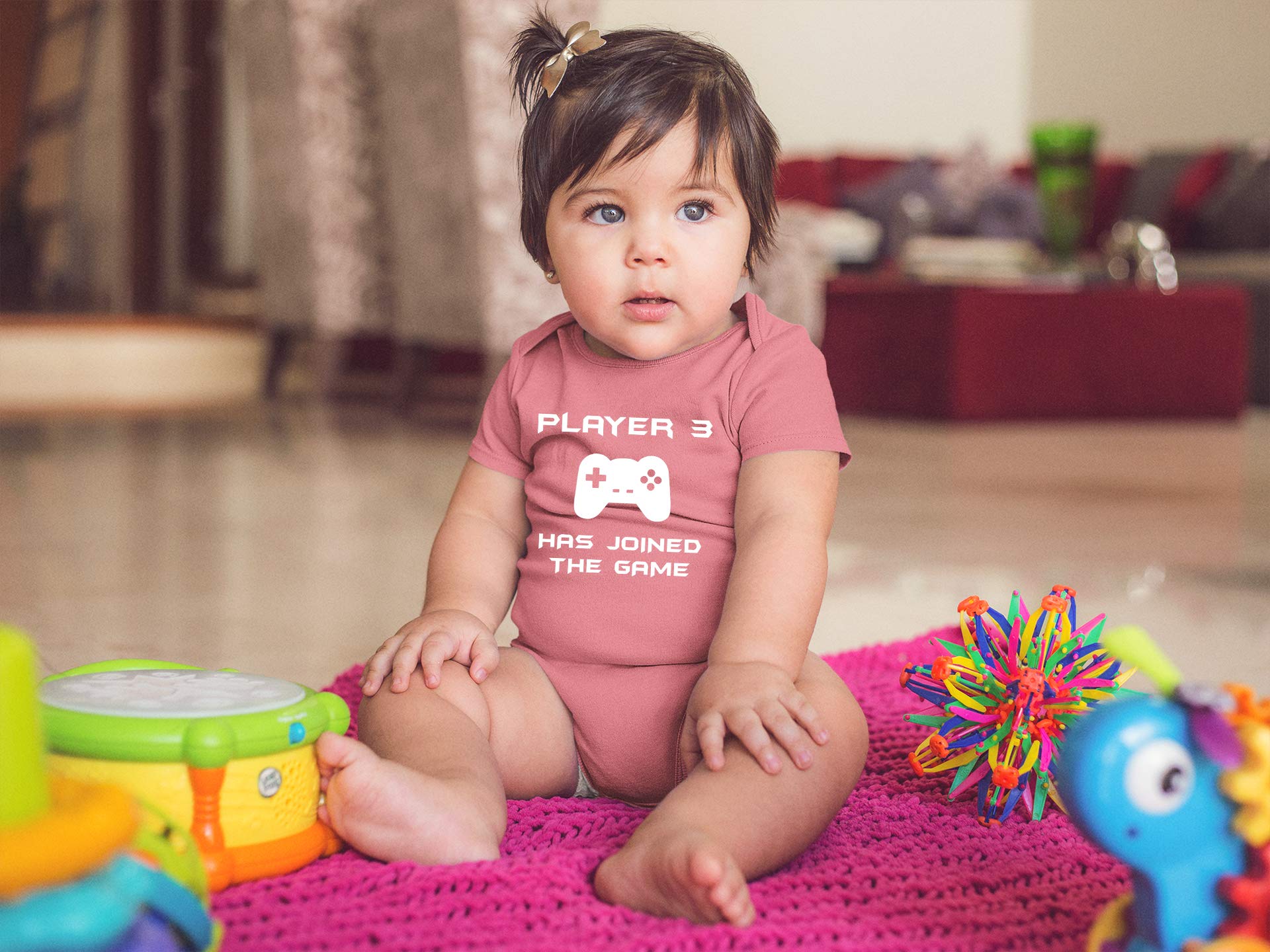 Unordinary Toddler player 3 has entered the game joined newborn baby outfits cute funny bodysuit (Mauve, 0-3 Months)