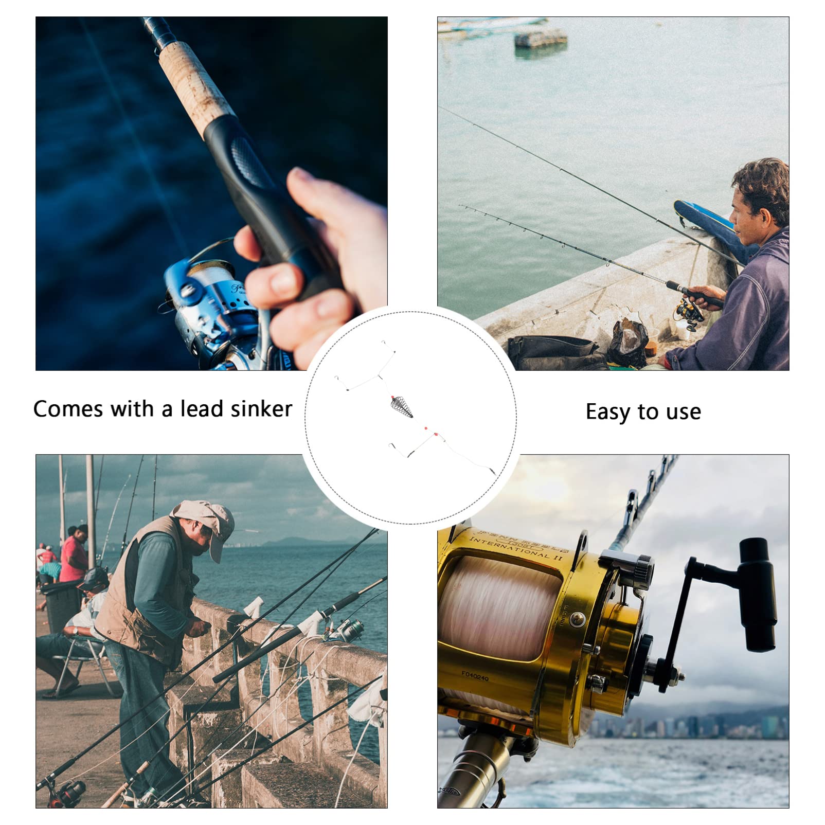 4Pcs Carp rig Fishing Bait Holder Cage,Copper Spring Lure Feeder Basket with Hooks Fishing Tackle Kit