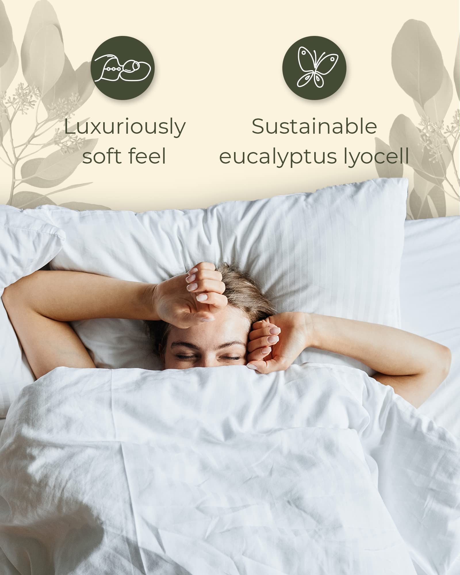 Linenwalas Tencel Lyocell Duvet Cover Set with Deep Pocket Fitted Sheet, Viscose Made from Eucalyptus Soft, Lightweight and Breathable Complete Bedding Set (White, Queen)