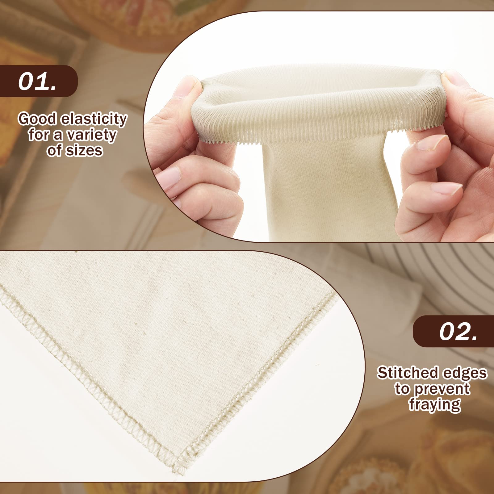 6 Pcs Pastry Cloth and Rolling Pin Cover Set Includes 2 Pcs 25 x 20 Inch Large Cotton Pastry Mat 4 Pcs 14 x 2.5 Inch Rolling Pin Cover Sleeves for Dough Bread Pie Baking Kitchen Supplies