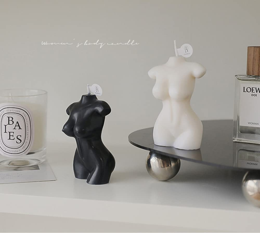 2PCS Body Shaped Candles, Female Body Candle Soy Candle Scented Candle Valentine's Day Home Aesthetic Decoration Candle (White, Black)