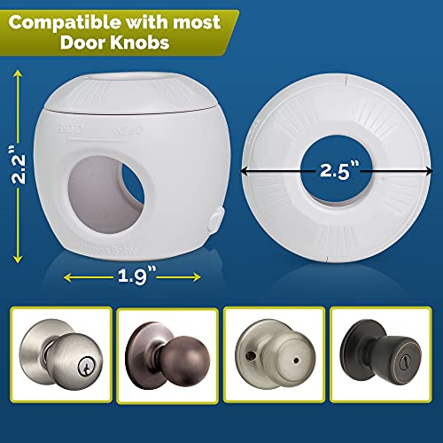 Child Safety Door Knob Cover (4 Pack) Hard-to-Remove Dual-Lock Door Handle Covers Locks for Kids - Reusable Baby Proof - Installs Easily, No Tools Needed