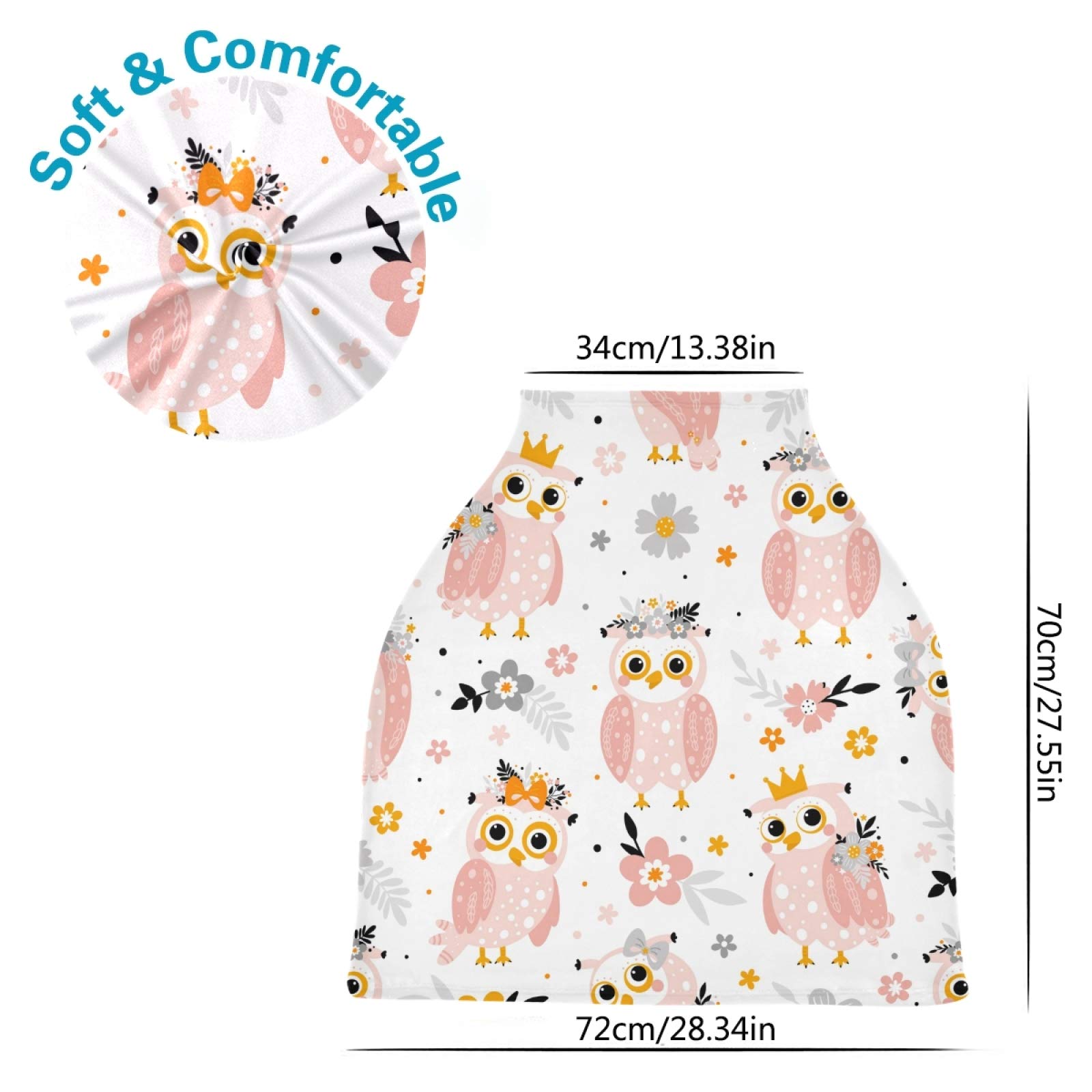 Nursing Cover Breastfeeding Scarf Pink Cute Owl Print- Baby Car Seat Covers, Stroller Cover, Carseat Canopy(8rh3c)