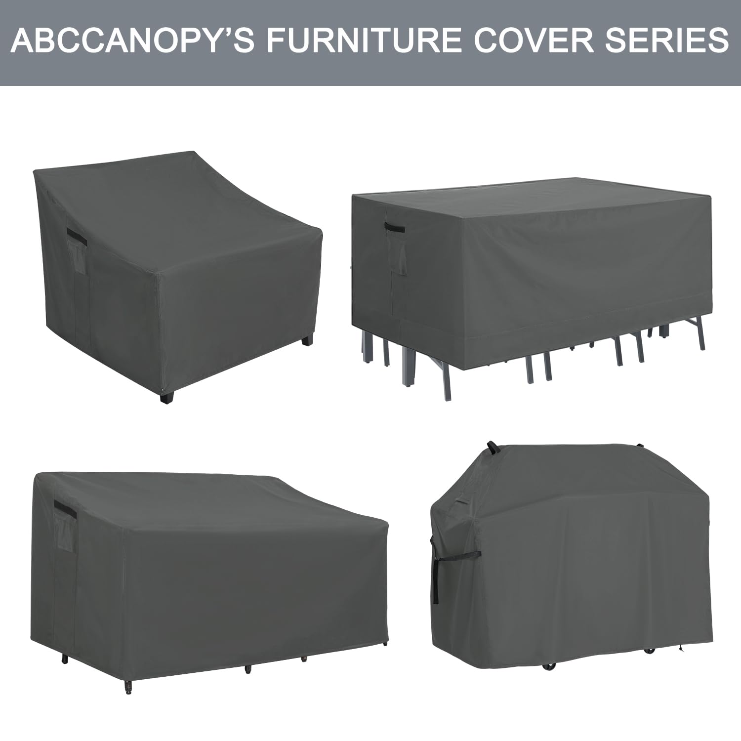ABCCANOPY Outdoor Rectangular Patio Furniture Covers 600D Oxford Heavy Duty Table Cover Waterproof Windproof Anti-UV Dust Proof Protective Covers Dining Table & Chair Set Cover 138x76x28 inches