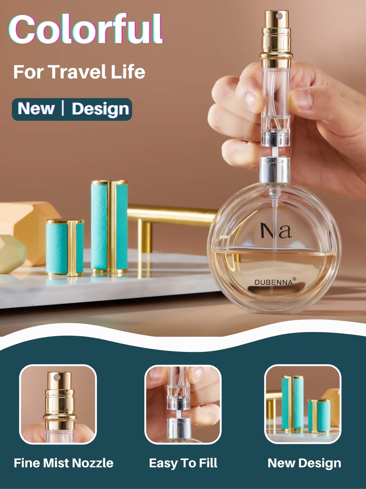 UULANFA Refillable Perfume Bottle Atomizer for Travel,Portable Easy Refillable Perfume Spray Pump Empty Bottle for men and women with Mini Pocket Size 5ml (SU.G-White)