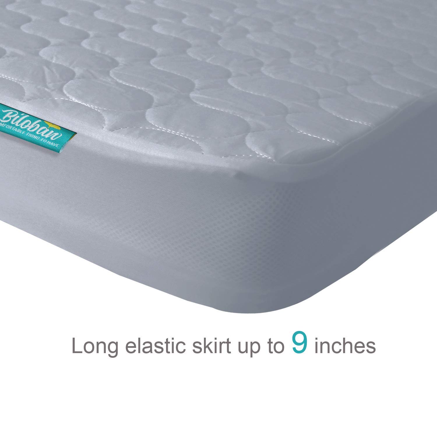 Pack n Play Sheet Quilted Waterproof Protector, 2 Pack Premium Fitted Pack n Play Pad Cover 39" X 27" fits for Baby Foldable and Playard Mattress, Portable Mini Crib, Gray&White