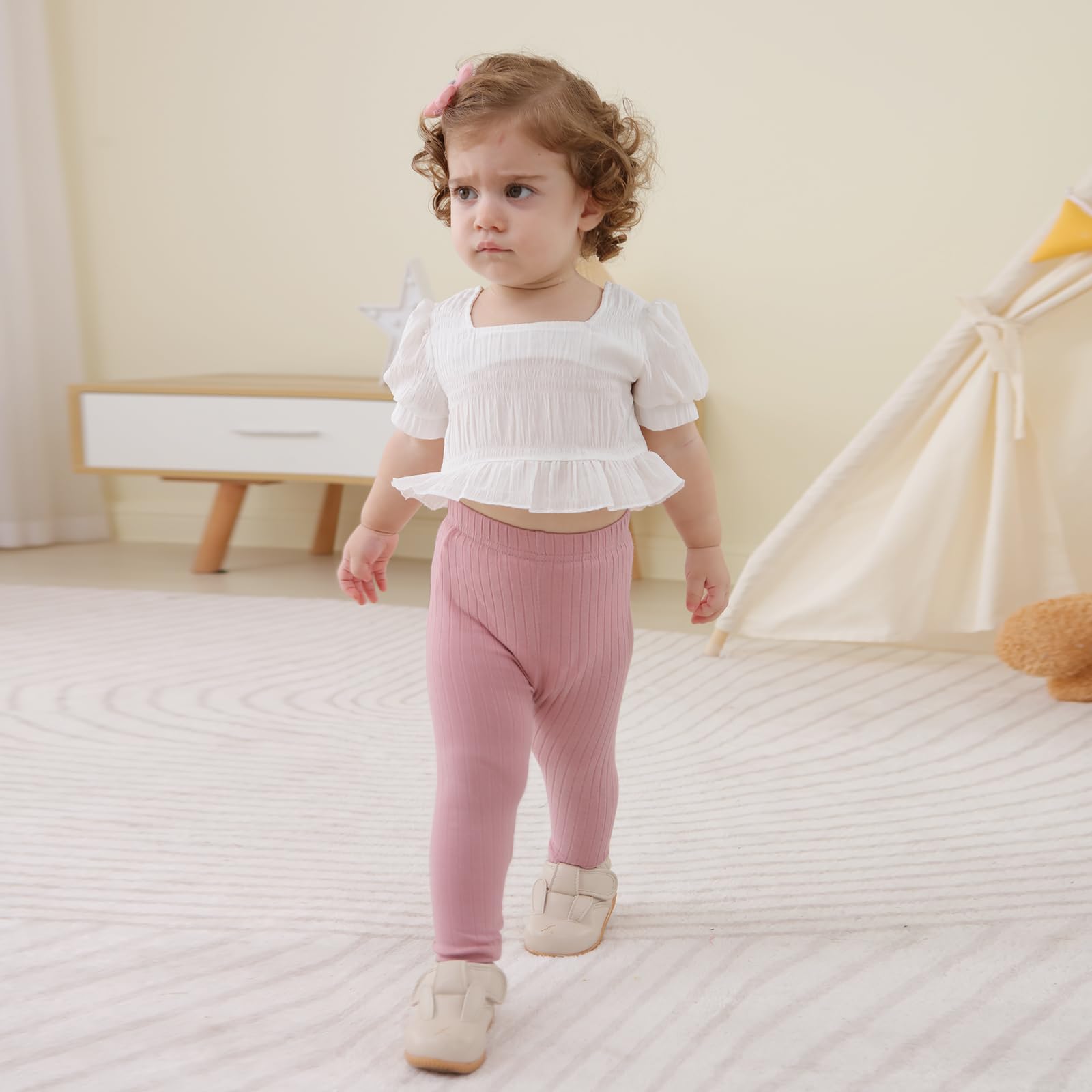U.nikaka Unisex Baby 6-12 Months 5-Pack Pants in Grey White Black Orange and Pink