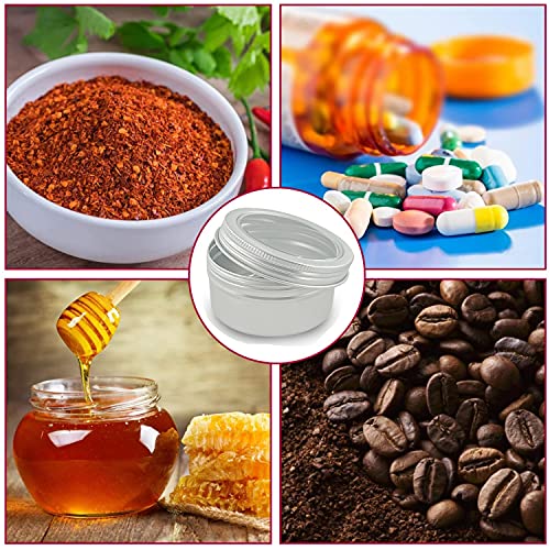6 Pcs 4 Ounce Aluminum Cans Transparent Top Screw Lid Metal Storage Tins Containers for Storing Spices, Candies, Lip Balm