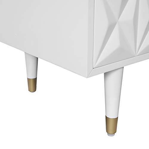 Linon Home Décor Sheerah Six Drawer Geo Texture White Dresser, Gold