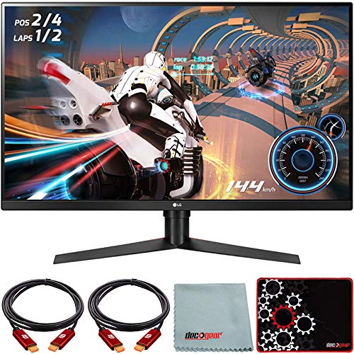 LG 32GK650F-B 32 inch Class QHD 2560 x 1440 Gaming Monitor with FreeSync 31.5 inch Diagonal Bundle with Deco Gear HDMI Cable 2 Pack + Gamer Surface Mousepad + Screen Cloth