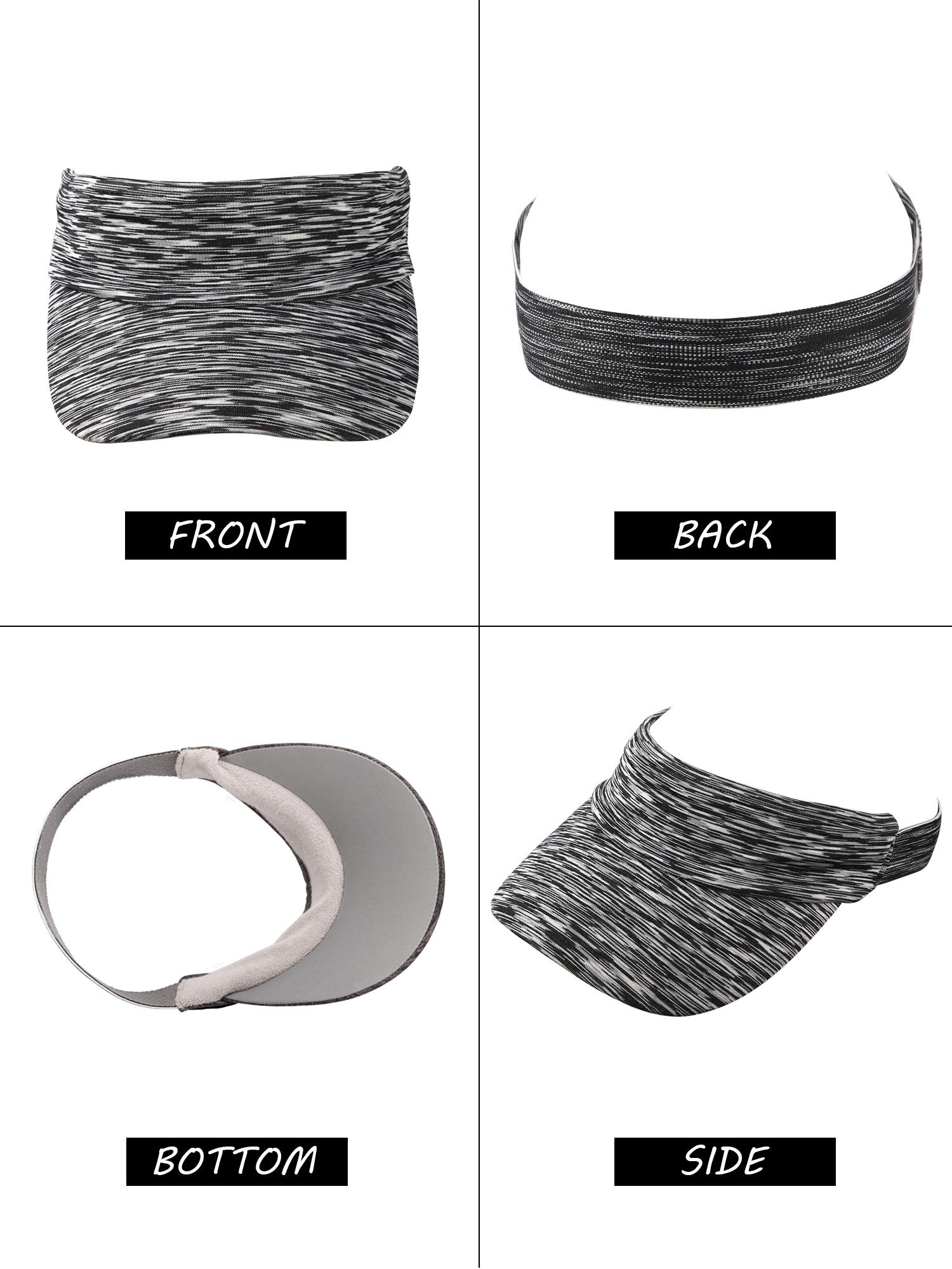 6 Pieces Sport Sun Visor Hat Athletic Visor Cap Adjustable Stretch Band Visor Hat Quick Dry Hat with Sweatband for Women Men Running Jogging Golf Tennis Cycling