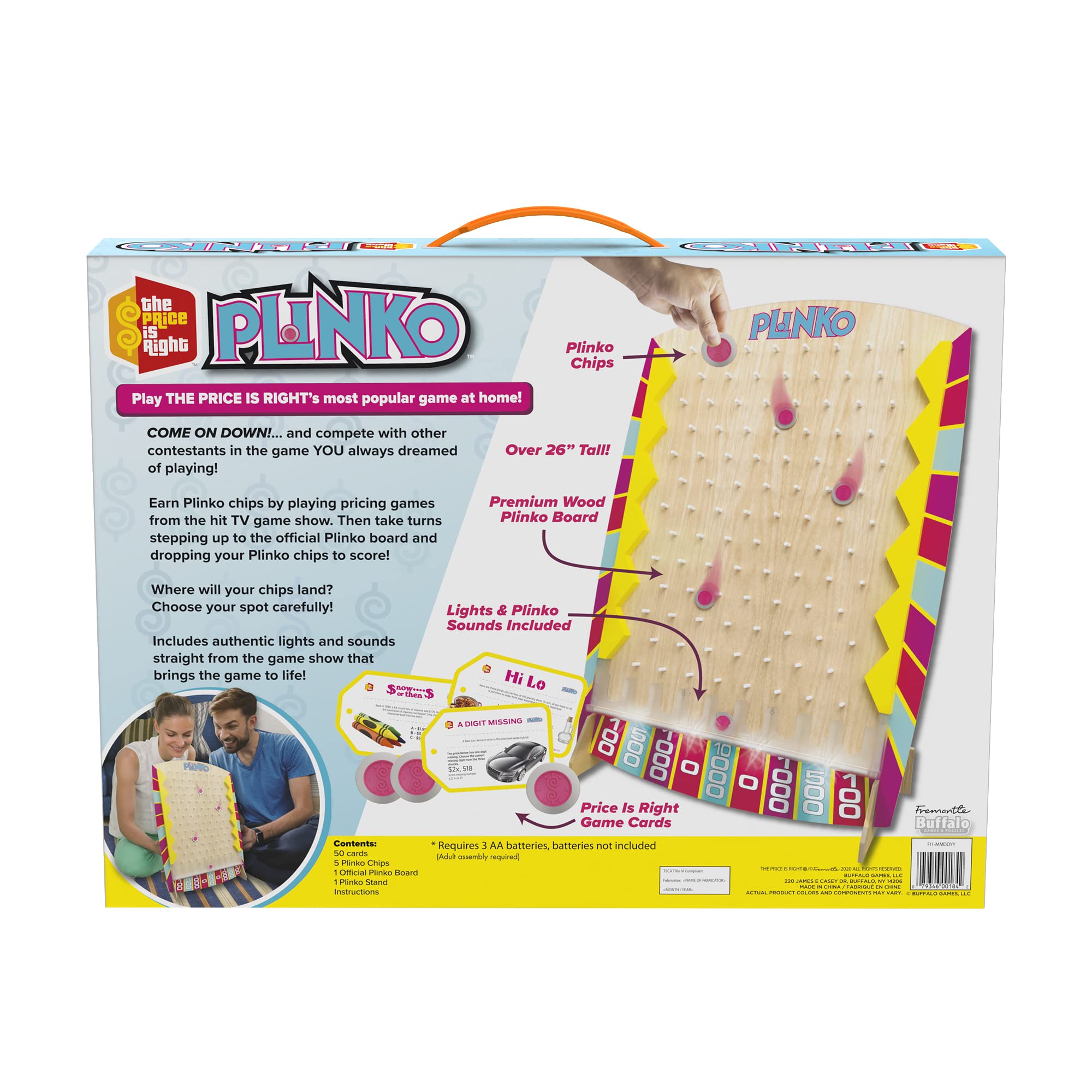 Buffalo Games - The Price is Right - Plinko - Favorite Gameshow on Tabletop - Disc Dropping Fun - Great for Game Night - Ages 8 and Up