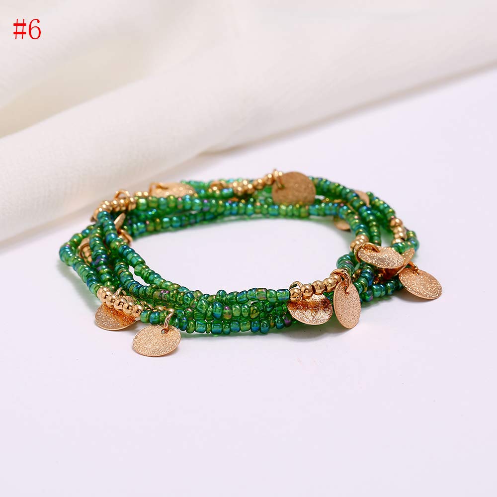 6 Pieces Waist Bead Chains Boho Beads Waist Chains,African Waist Bead Body Chain,Summer Jewelry Waist Bead Set,Elastic Colorful Beaded Belly Chain,Beach Bikini Belly Chains for Women and Girls.