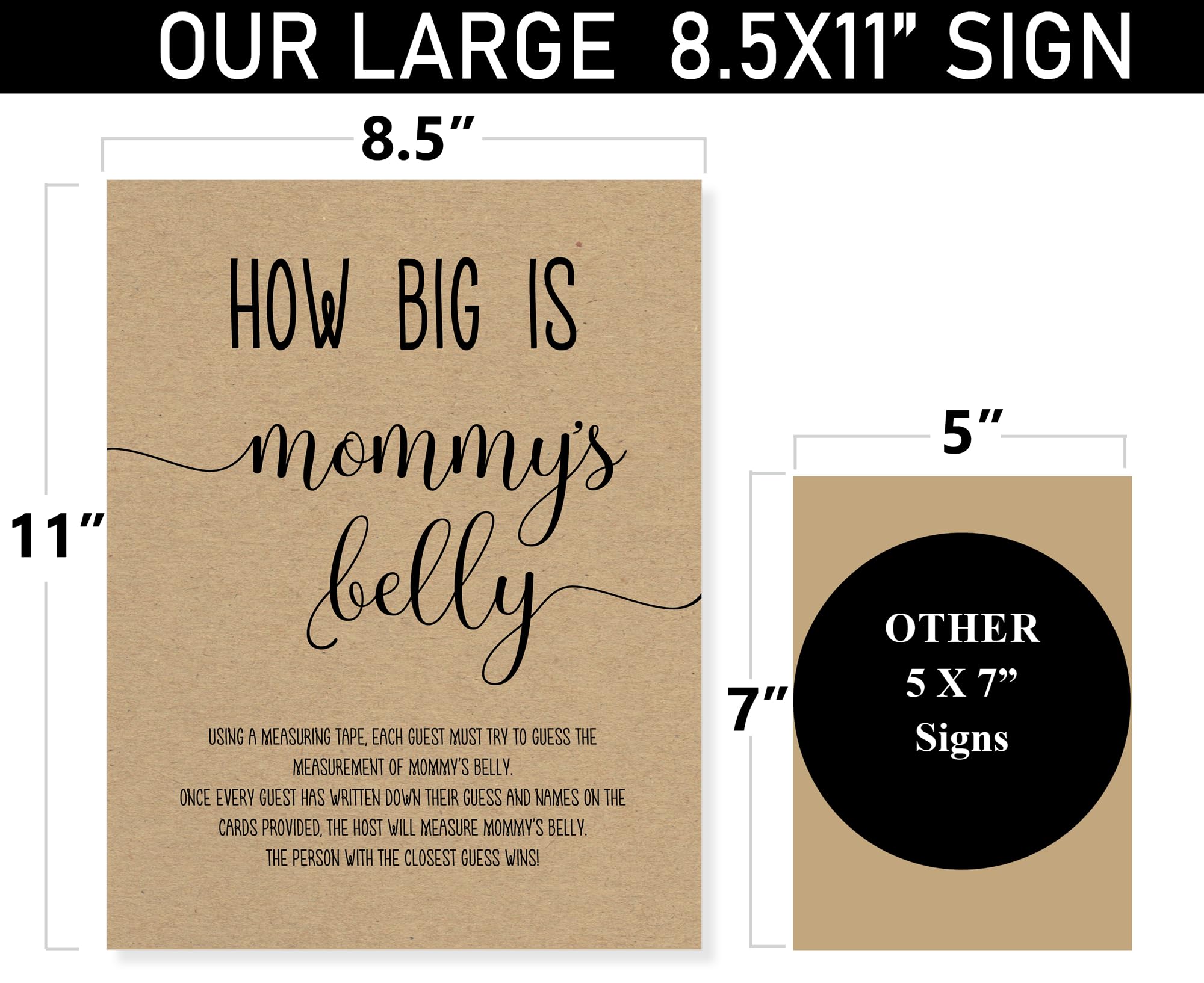 How Big is Mommy's Belly? Kraft (54 Pieces) Fun, Easy Baby Shower Game, Gender Neutral Unisex
