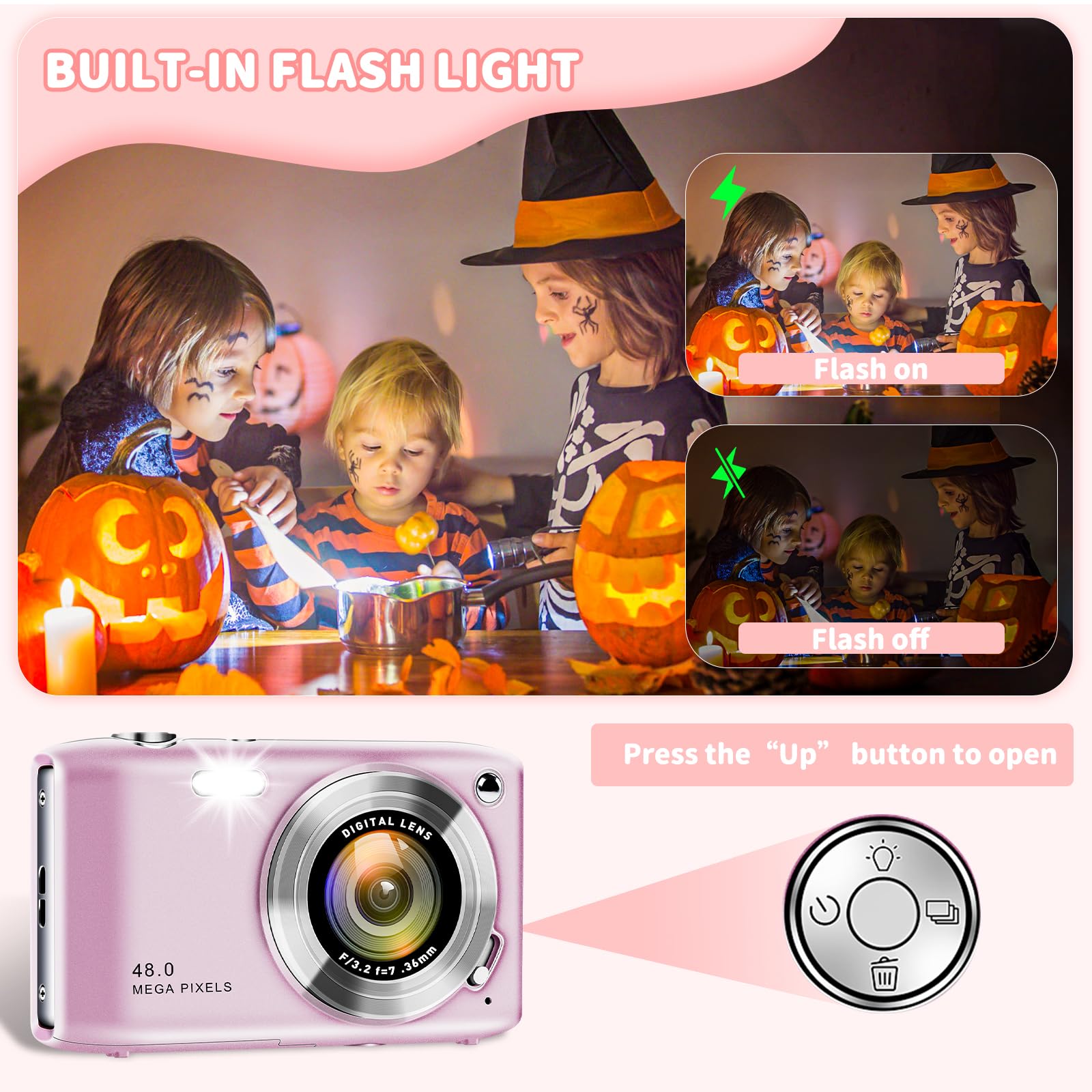 48MP 4K Digital Point and Shoot Camera, Compact Digital Camera with 2.88' IPS Screen for Photo and Video, Small Digital Camera Support 16X Zoom Macro Mode and Flash, Beginner Camera for Teens