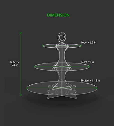 Acrylic Cupcake Stand Tower, 3 Tier Clear Transparent Cupcake Tier Stand Round, Tiered Cupcake Display Stand (Acrylic, Transparent)