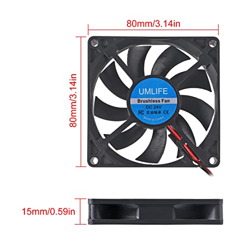 2PCS DC Coolng Fan 80x80x15mm 80mm 24V Dual Ball Bearing Brushless Case Cooler Fans for 3D Printer PC CPU Computer Case Fan Cooler