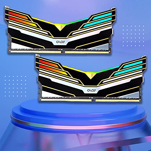 OLOy Memory DDR4 RAM 64GB (2x32GB) Warhawk Aura Sync RGB 3200 MHz CL16 1.35V 288-Pin Desktop Gaming UDIMM (MD4U323216DEDA)