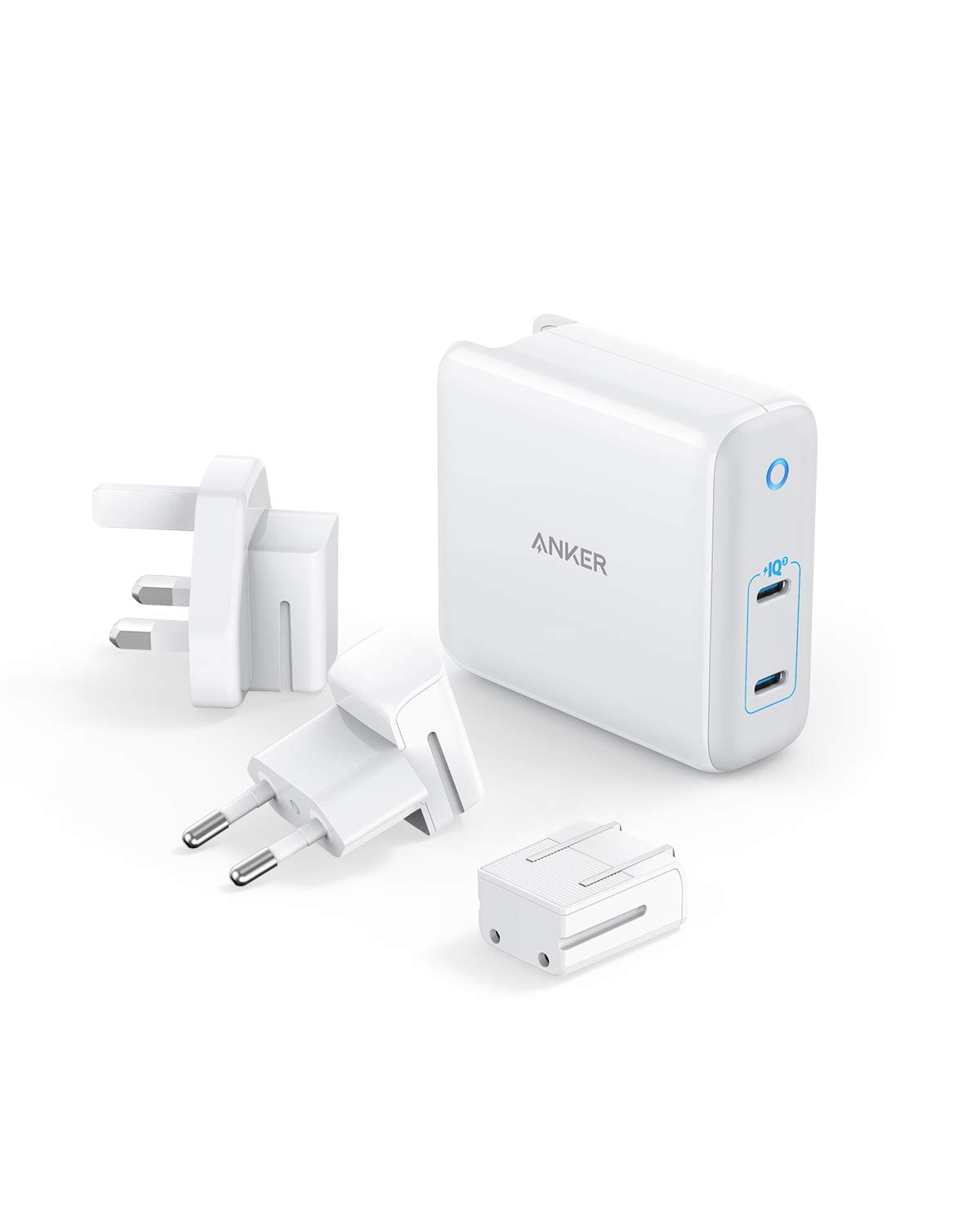 USB C, Anker, GaN & PIQ 3.0 2-Port Type-C Charger with Intelligent Power Allocation, PowerPort III 2-Port 60W, US/UK/EU Plug for Travel, for MacBook, iPad Pro, iPhone, Galaxy and More