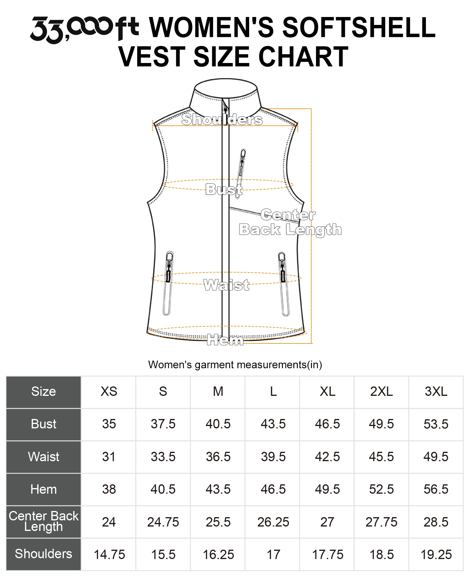 33,000ft Women's Lightweight Running Vest Outerwear with Pockets, Windproof Sleeveless Jacket for Golf Hiking Travel
