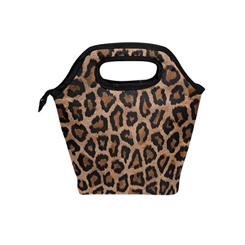 senya Lunch Bag Insulated Lunchbox Handbag Tote Bags Reusable Cooler Containers Organizer School Outdoor for Women Men Girls Boys Kids (Leopard)