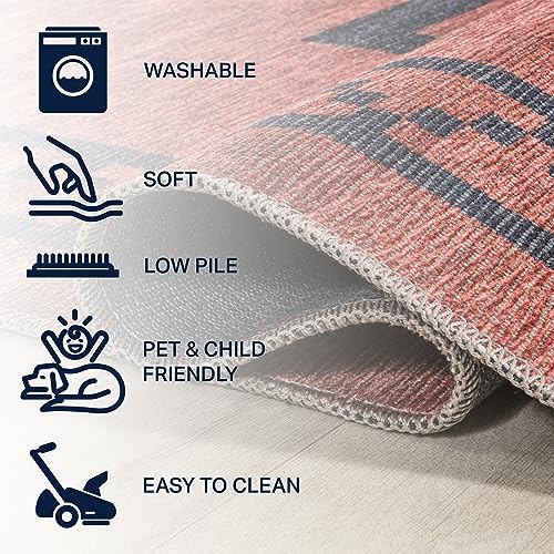 JONATHAN Y WSH118A-5 Korsa Geometric Medallion Machine-Washable Indoor Area -Rug, Bohemian Southwestern Rustic Easy -Cleaning,Bedroom,Kitchen,Living Room,Non Shedding, Brown/Navy, 5 X 8