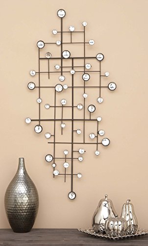 Deco 79 Metal Abstract Wall Decor with Crystal Embellishments, 20" x 1" x 42", Silver