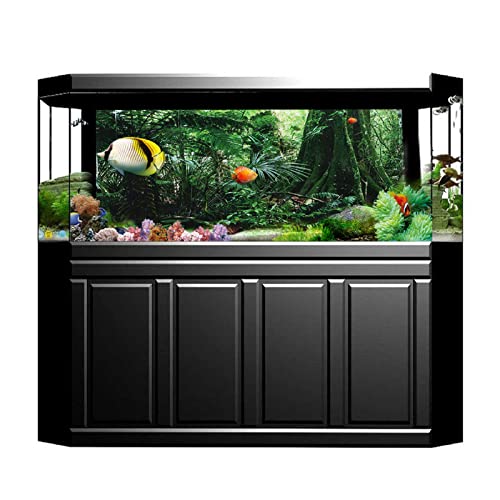 Yuehuam Fish Tank Background PVC 3D Aquarium Rainforest Background Poster Fish Tank Wall Picture Painting Decoration Self Adhesive Sticker for Reptile Box(Various Sizes)