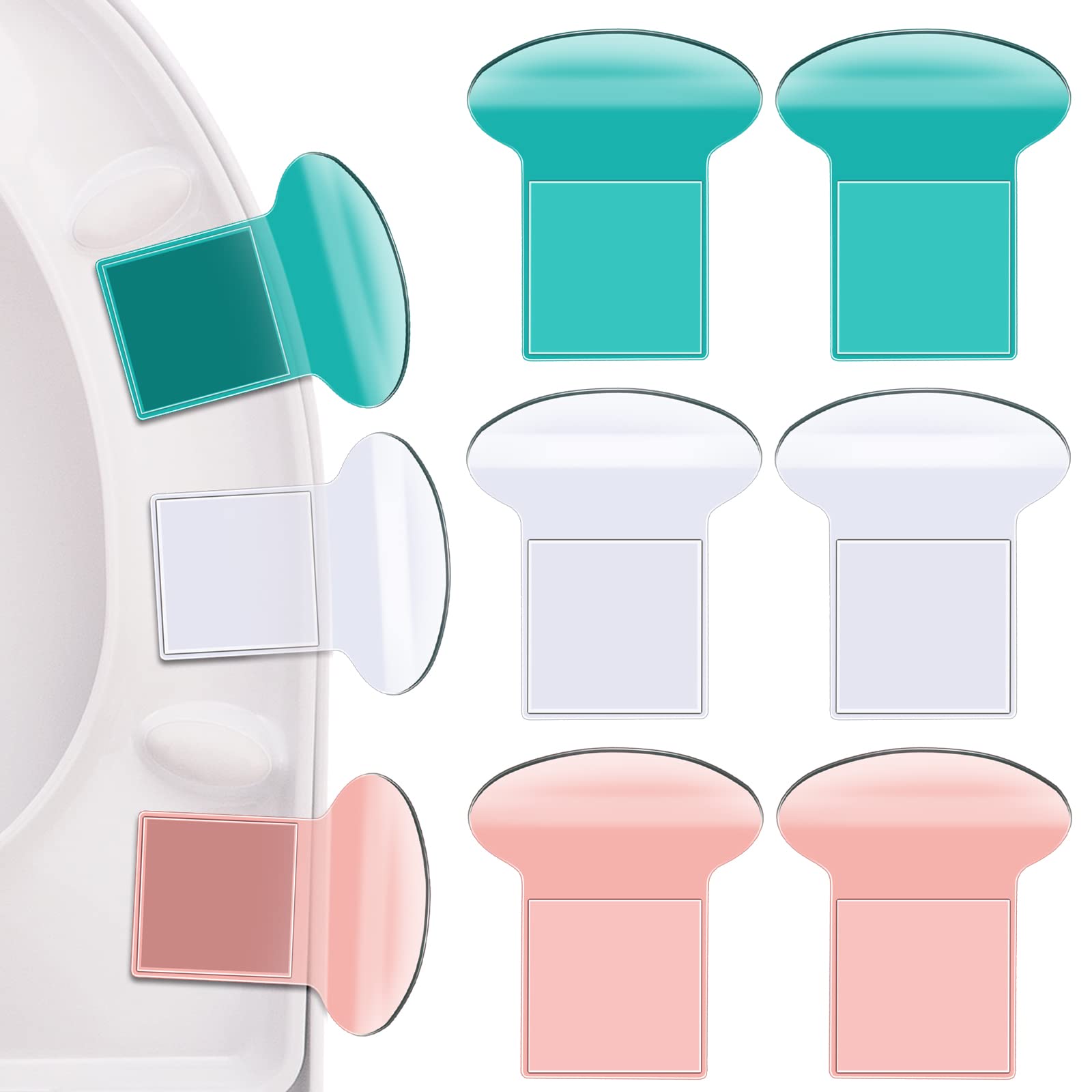 9 Pieces Toilet Seat Lifter Handle Seat Cover Lifter Avoid Touching Toilet Lid Lifter Toilet Seat Lifter Tab Toilet Seat Holder for Bathroom, Home, Travel, Office, Hotel, 3 Colors (Red, Green, White)